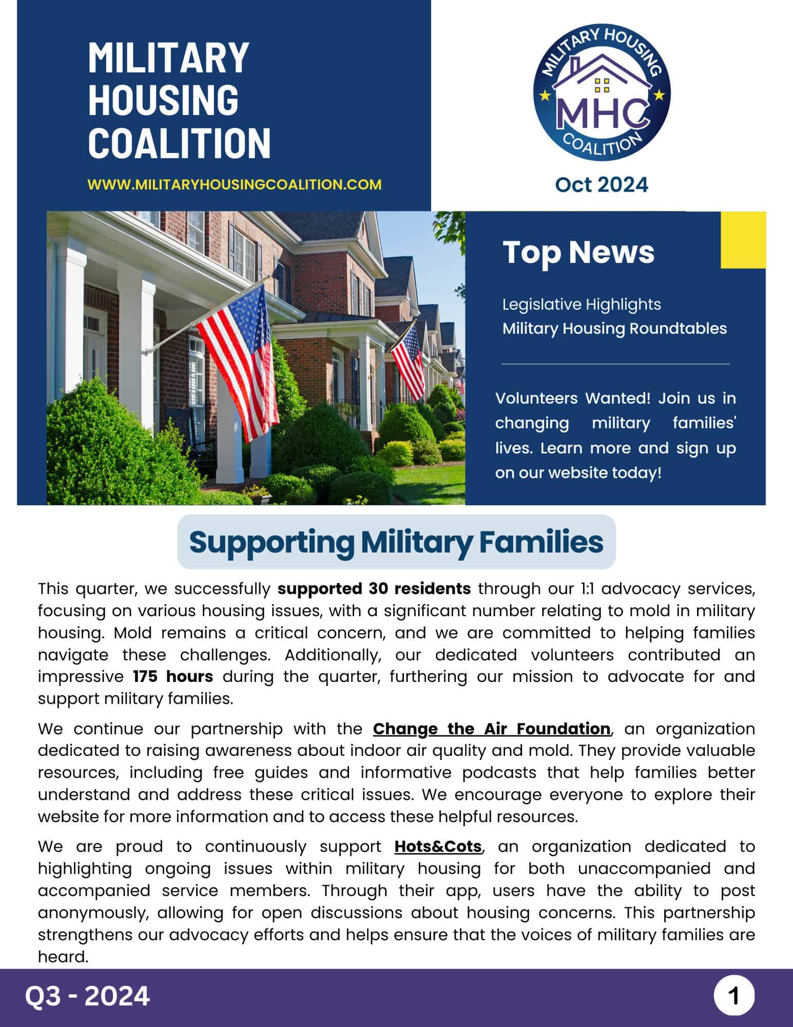 Quarterly Newsletters | Military Housing Coalition